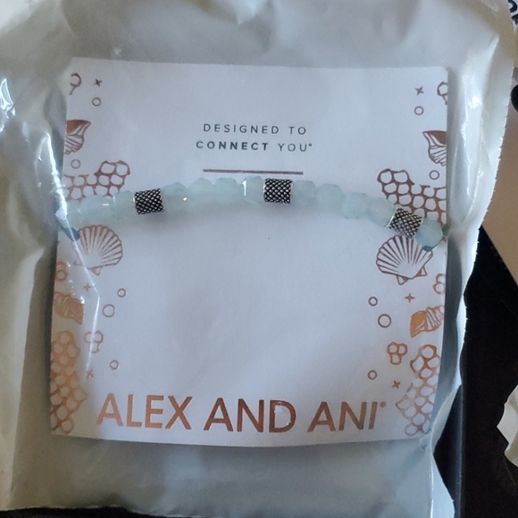 Alex and Ani | Jewelry | Alex And Ani Stretch Beaded Light Blue Silver ...